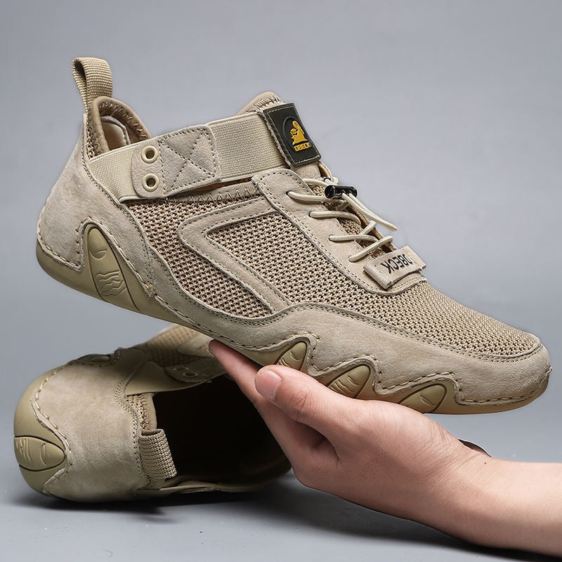 2024 New Men's Summer Mesh Leather Italian Hand-Sewn Shoes – msheep.com