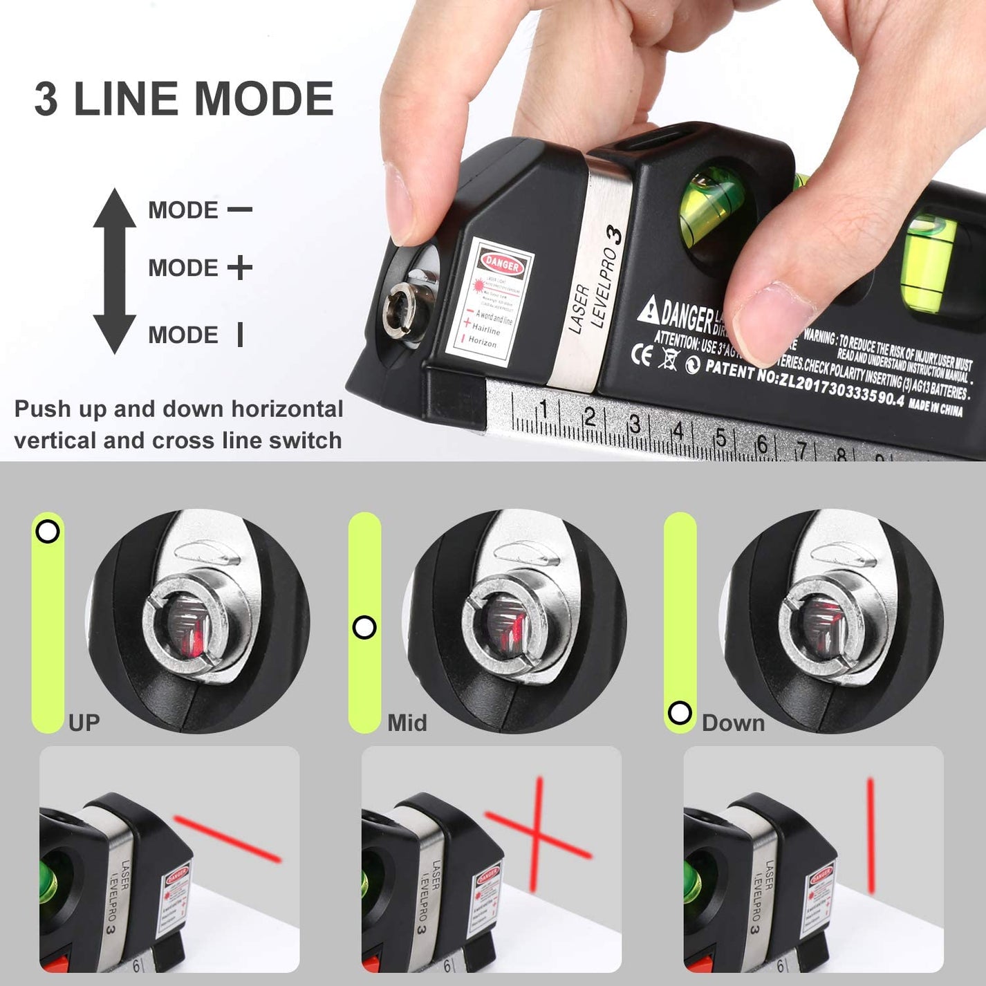 Laser Level Ruler Multi-functional Household Infrared Decoration (Blac ...